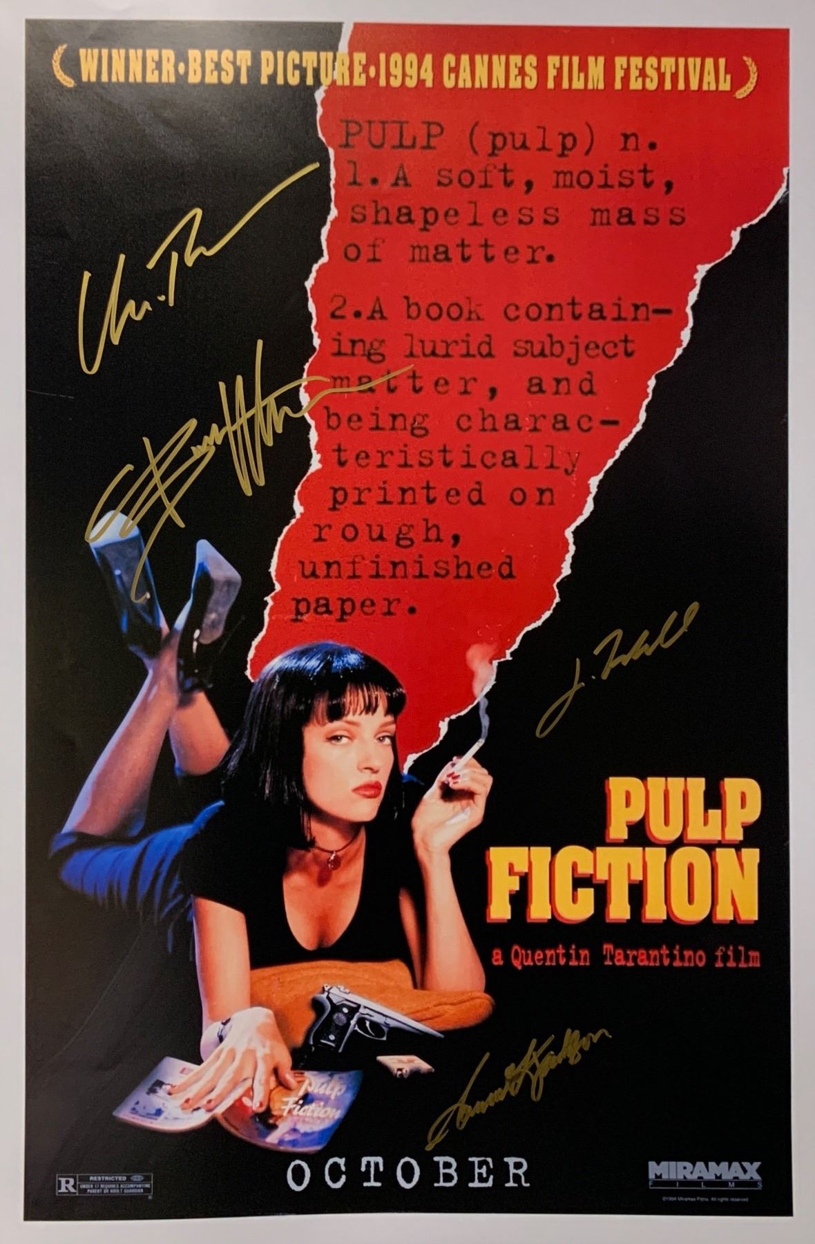 Autograph Signed Pulp Fiction Poster