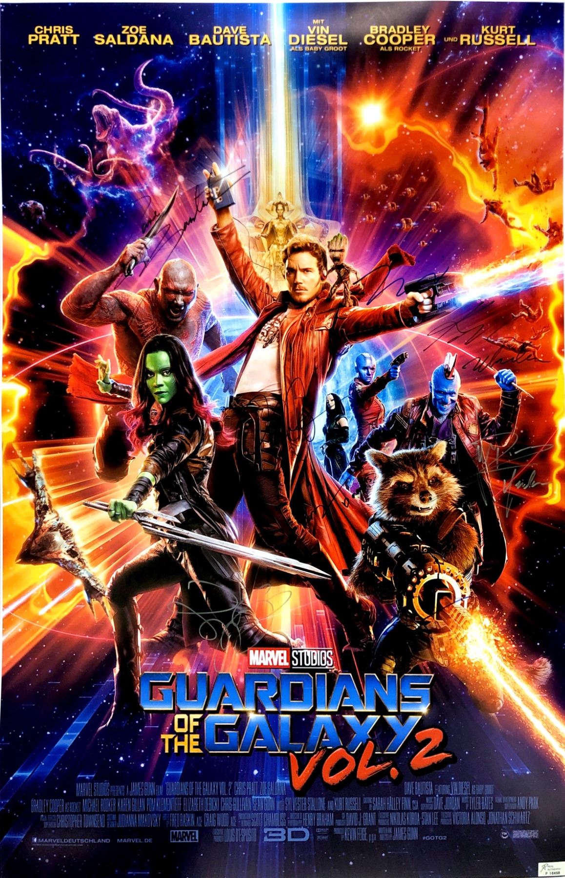 Autograph Signed Guardians of the Galaxy Vol 2 Poster