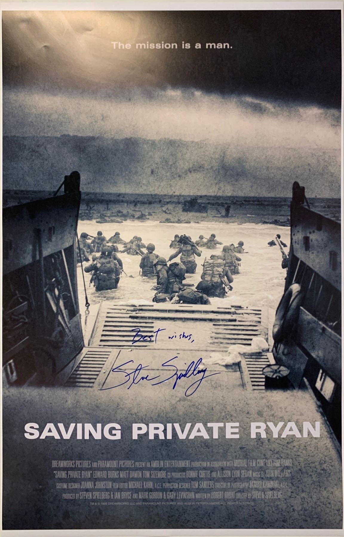 Steven Spielberg Autograph Signed Saving Private Ryan Poster