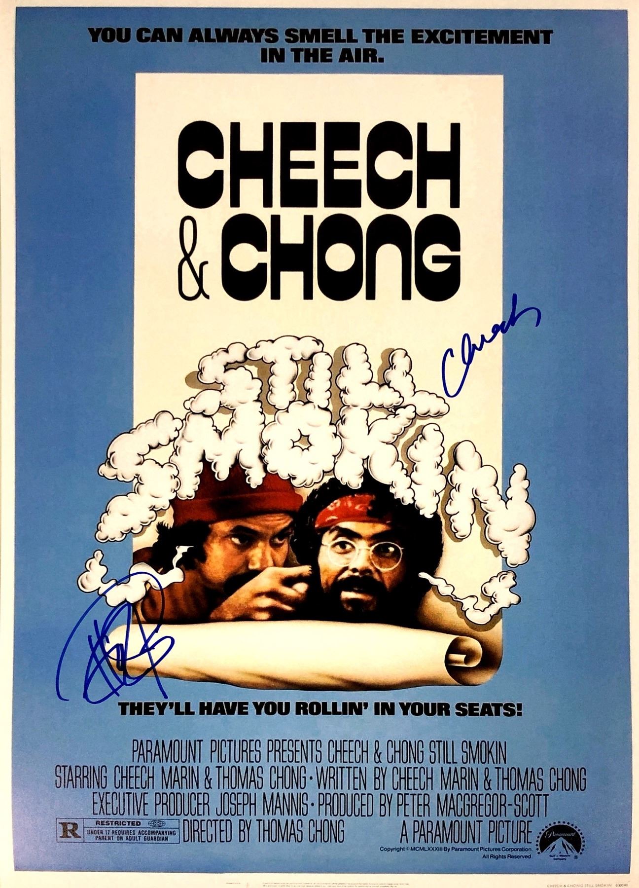 Cheech Marin Tommy Chong Autograph Signed Still Smoking Poster