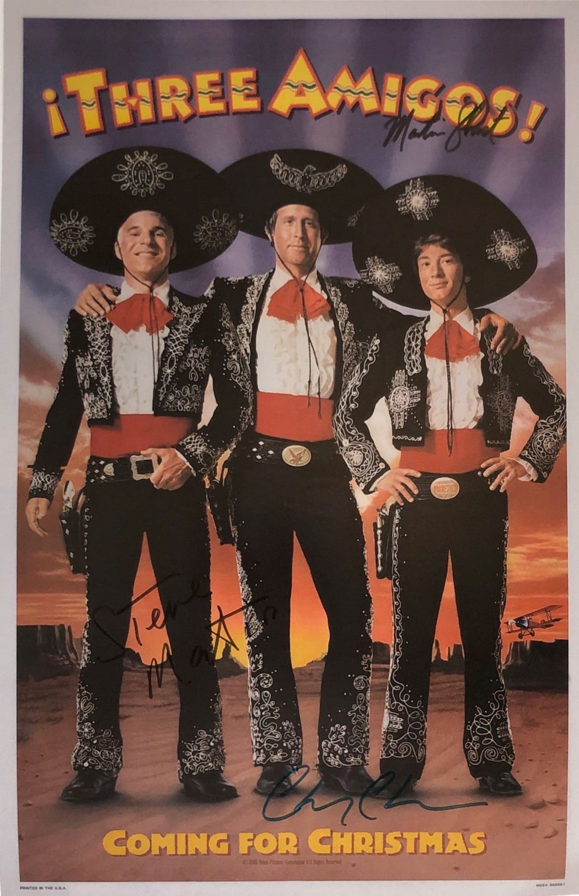 Three Amigo Chevy Chase Signed Poster