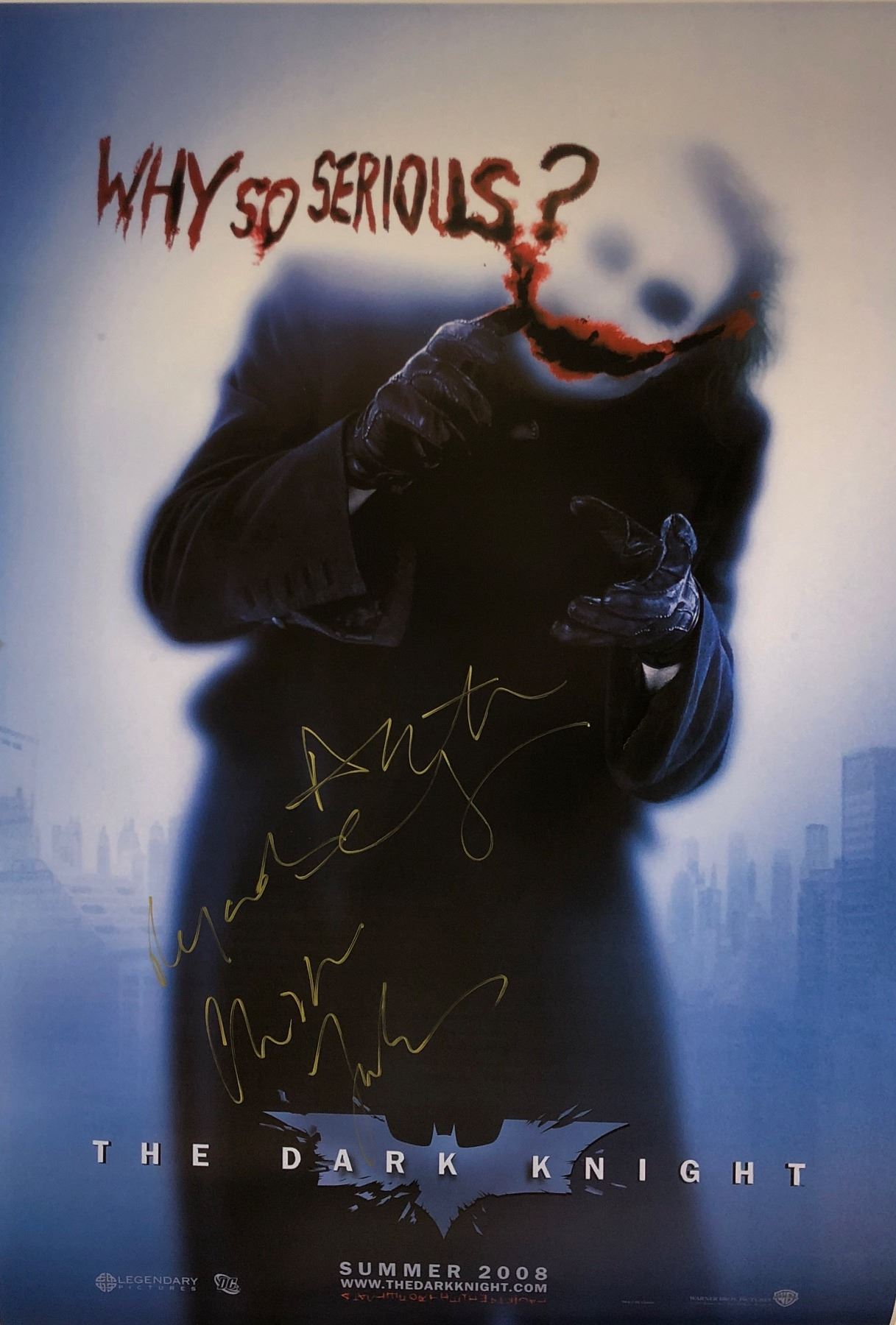 Batman Dark Knight Heath Ledger Signed Poster