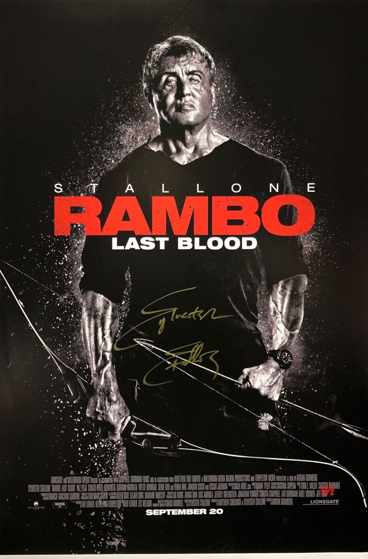 Rambo Last Blood Sylvester Stallone Poster Autographed Autograph