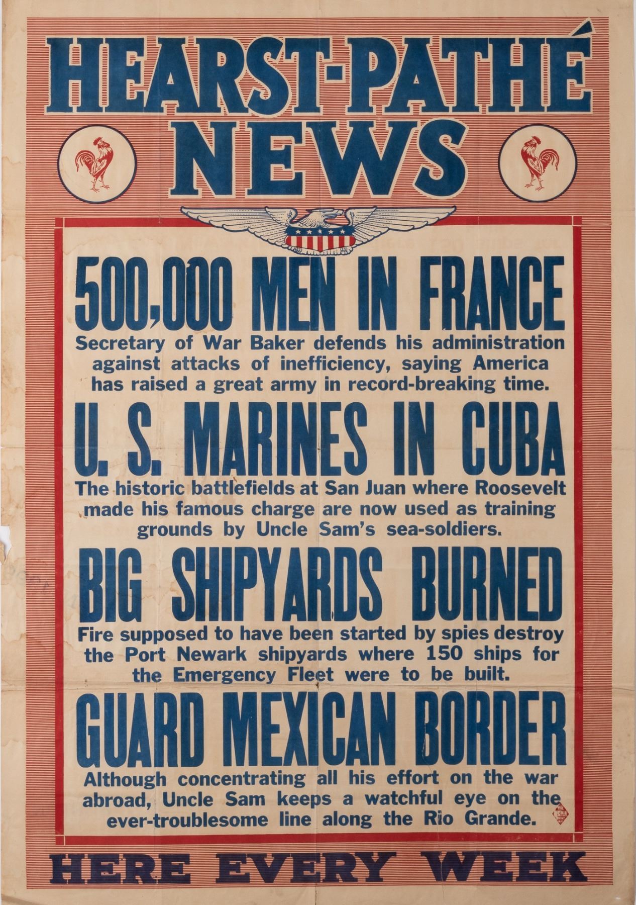 HEARST-PATHE NEWS BROADSIDE WWI POSTER