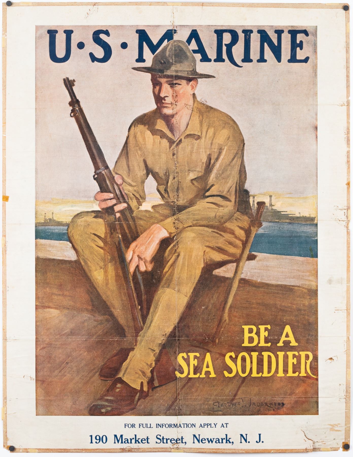 WWI USMC RECRUITMENT POSTER CLARENCE F. UNDERWOOD