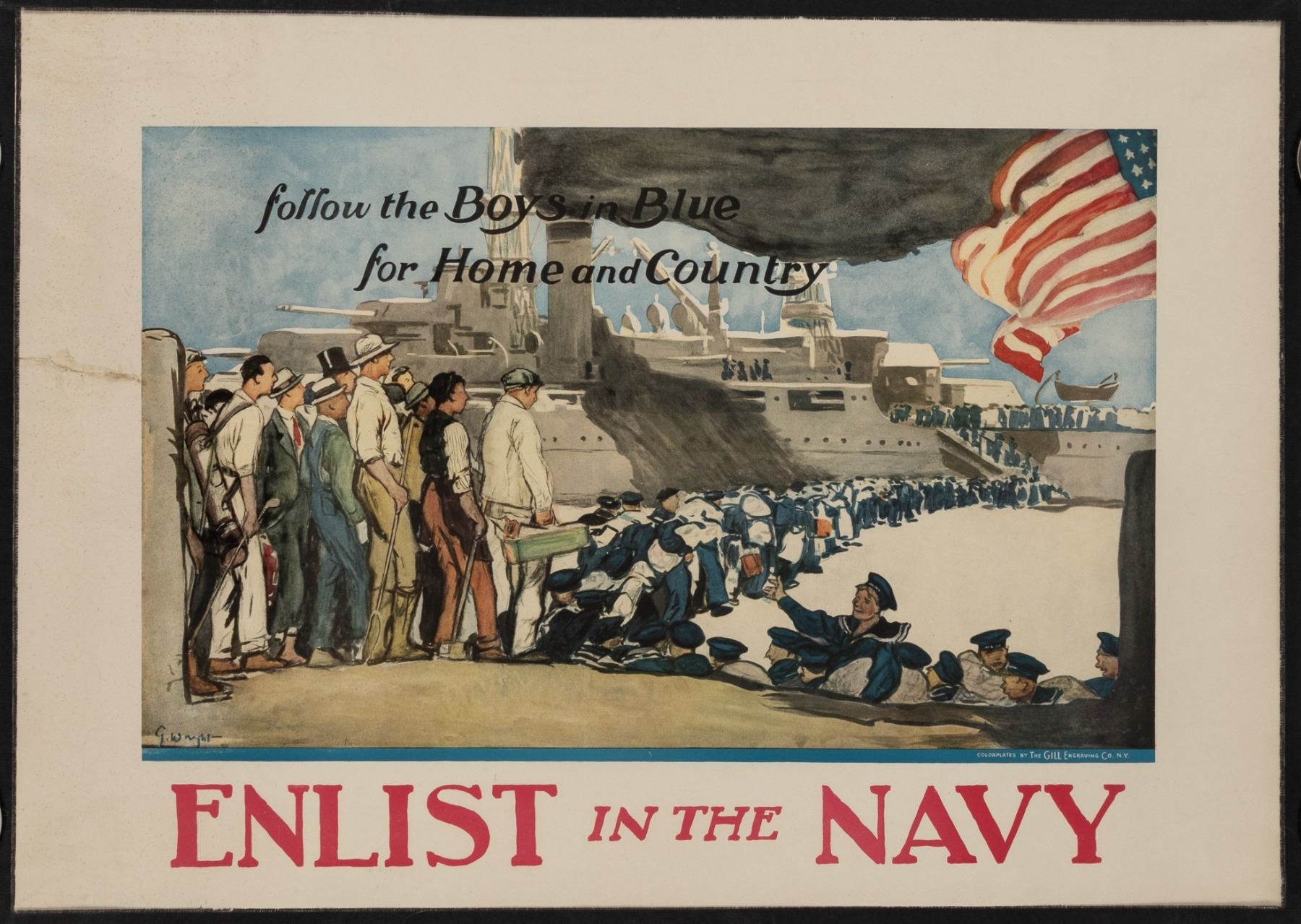 ENLIST IN THE NAVY WWI POSTER GEORGE HAND WRIGHT
