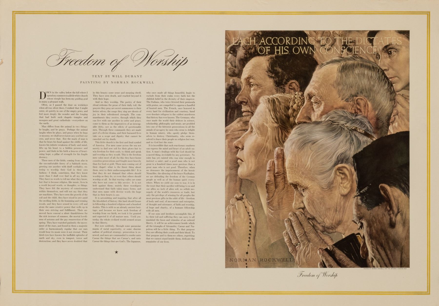 NORMAN ROCKWELL FOUR FREEDOMS FOUR POSTERS