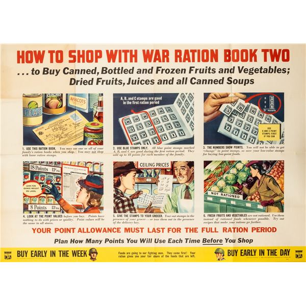 WWII HOW TO SHOP WITH WAR RATION BOOK POSTER