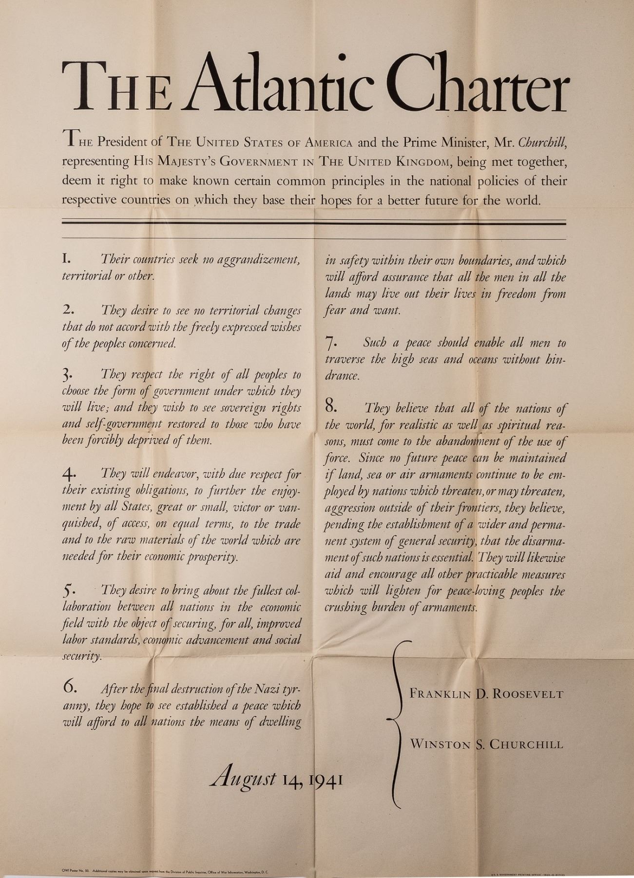 WWII THE ATLANTIC CHARTER