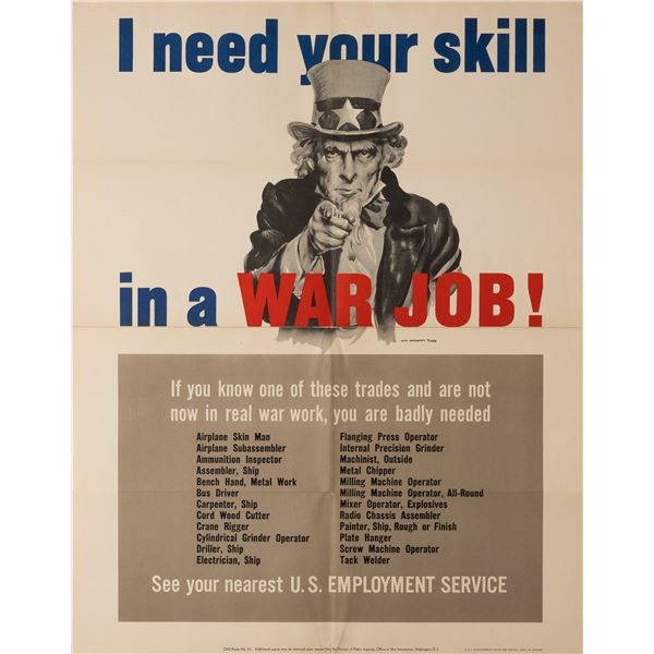 Wwii Uncle Sam War Job James Montgomery Flagg Poster