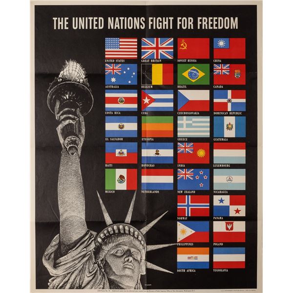 UNITED NATIONS FIGHT FOR FREEDOM WWII POSTER
