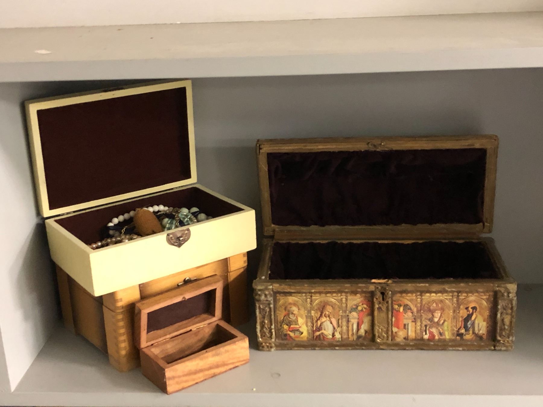 "Horror Show" - Group of four wooden jewelry boxes