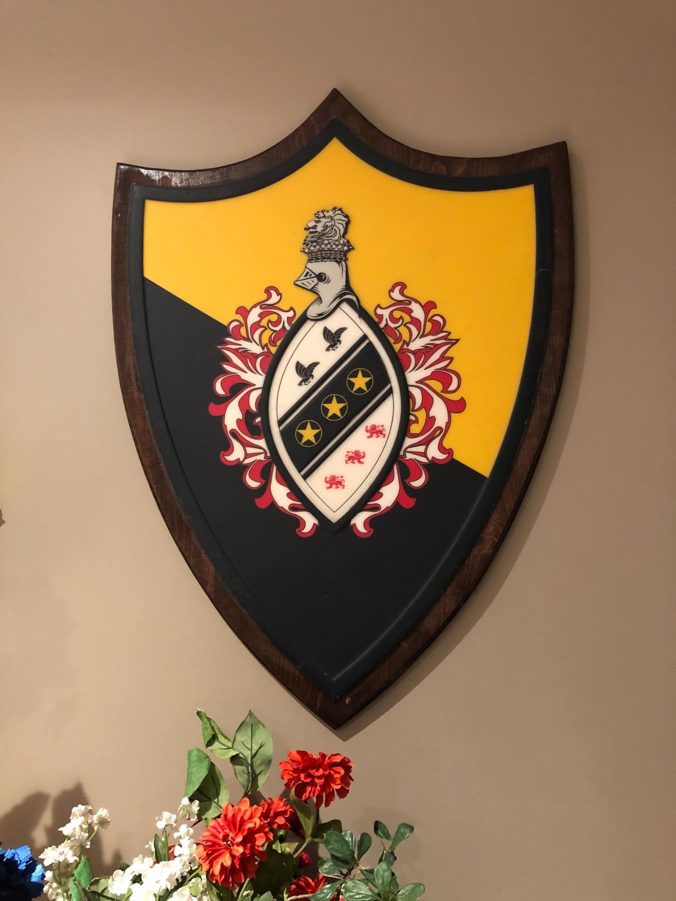 "Motherland Fort Salem" - Watches flag shield on wooden plaque (approx ...