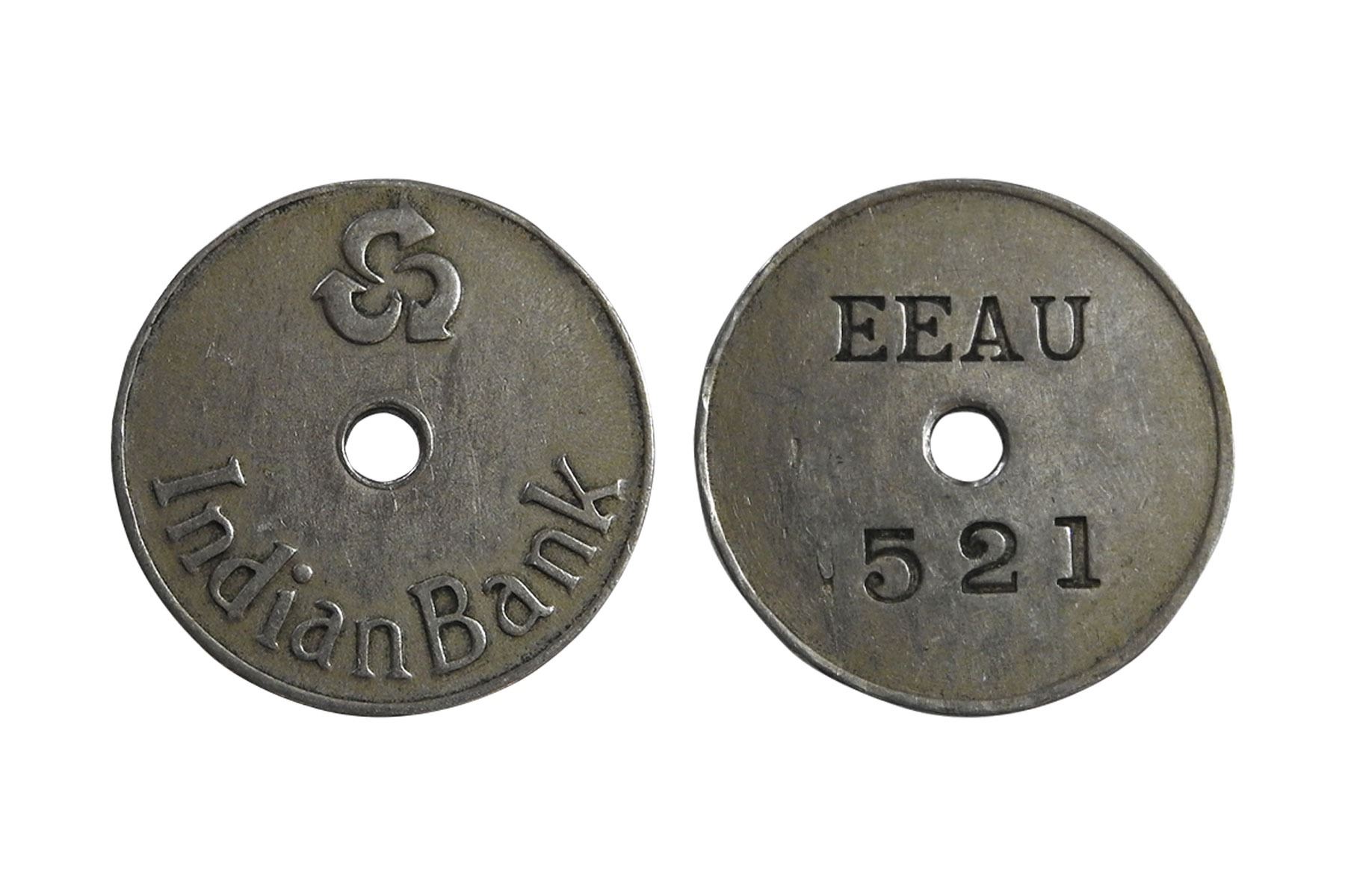 Indian Bank Token. Brass
