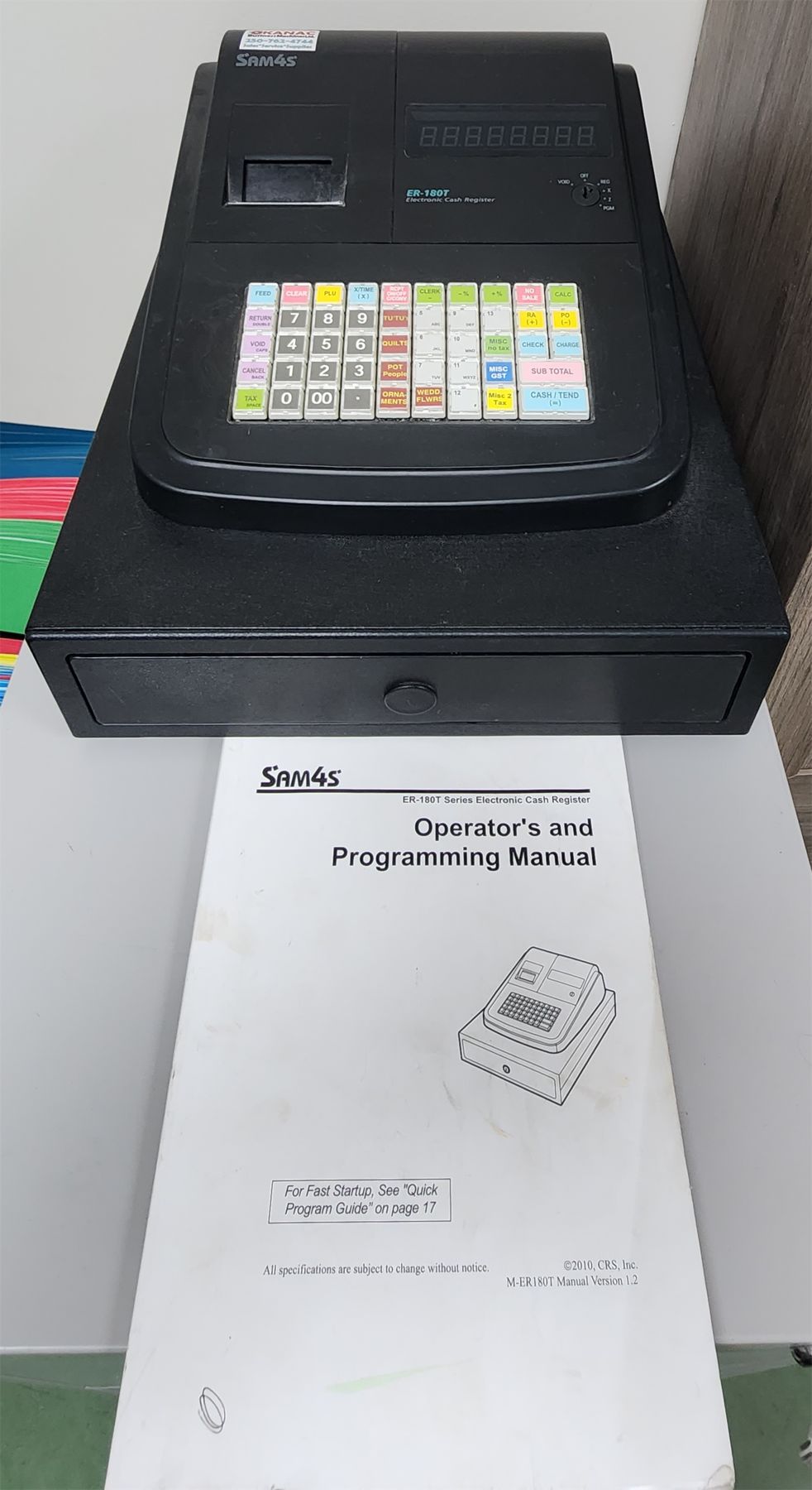 SAM4S ER-180T ELECTRONIC CASH REGISTER *MISSING KEY*