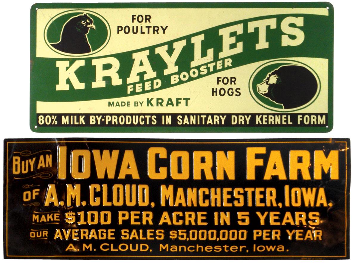 Iowa Corn Farm sign, embossed metal sign from Manchester, IA & Kraylets ...
