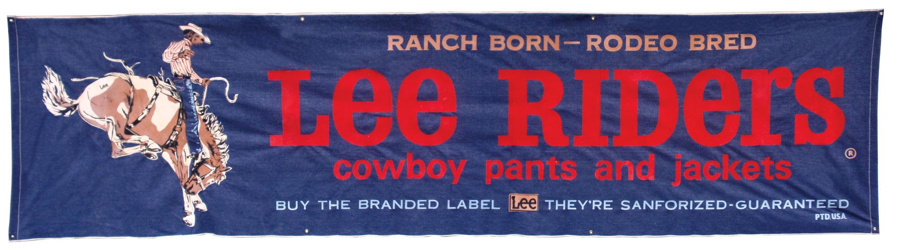 Lee Riders Cowboy Pants & Jackets denim store banner w/felt letters ...