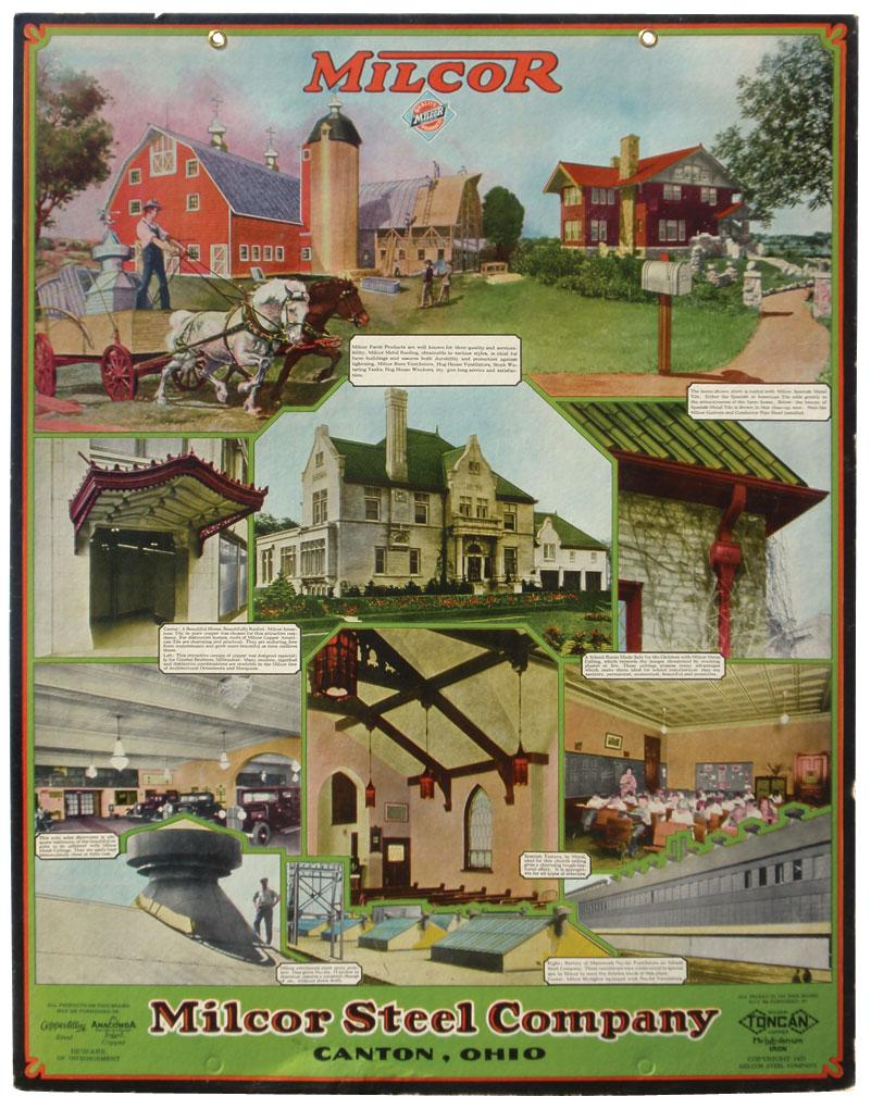 Milcor Steel Co.-Canton, OH heavy cdbd sign, pictures ornamental steel ...