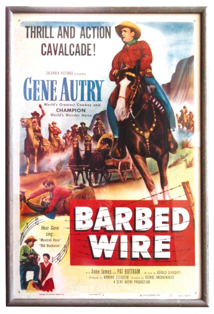 Western movie poster, "Barbed Wire", starring Gene Autry, A Gene Autry ...