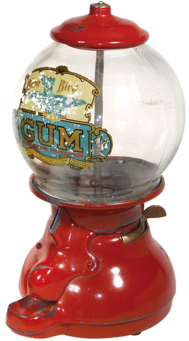 Coin-operated gumball machine, Bluebird, 1 Cent, c.1915, painted ...