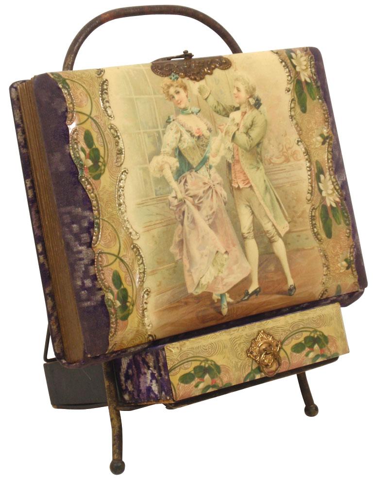 Victorian photo album w/stand, celluloid cover w/dancing Victorian ...