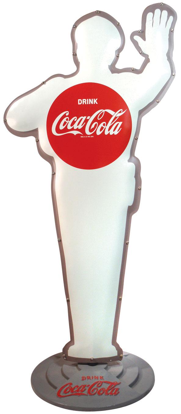 Coca-Cola Policeman Crossing Guard sign, 2-sided diecut metal w/cast ...