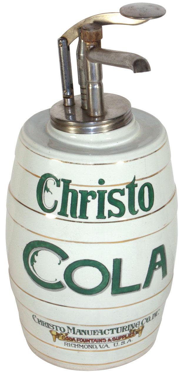 Syrup dispenser, Christo Cola, keg-shaped ceramic dispenser mfgd by ...