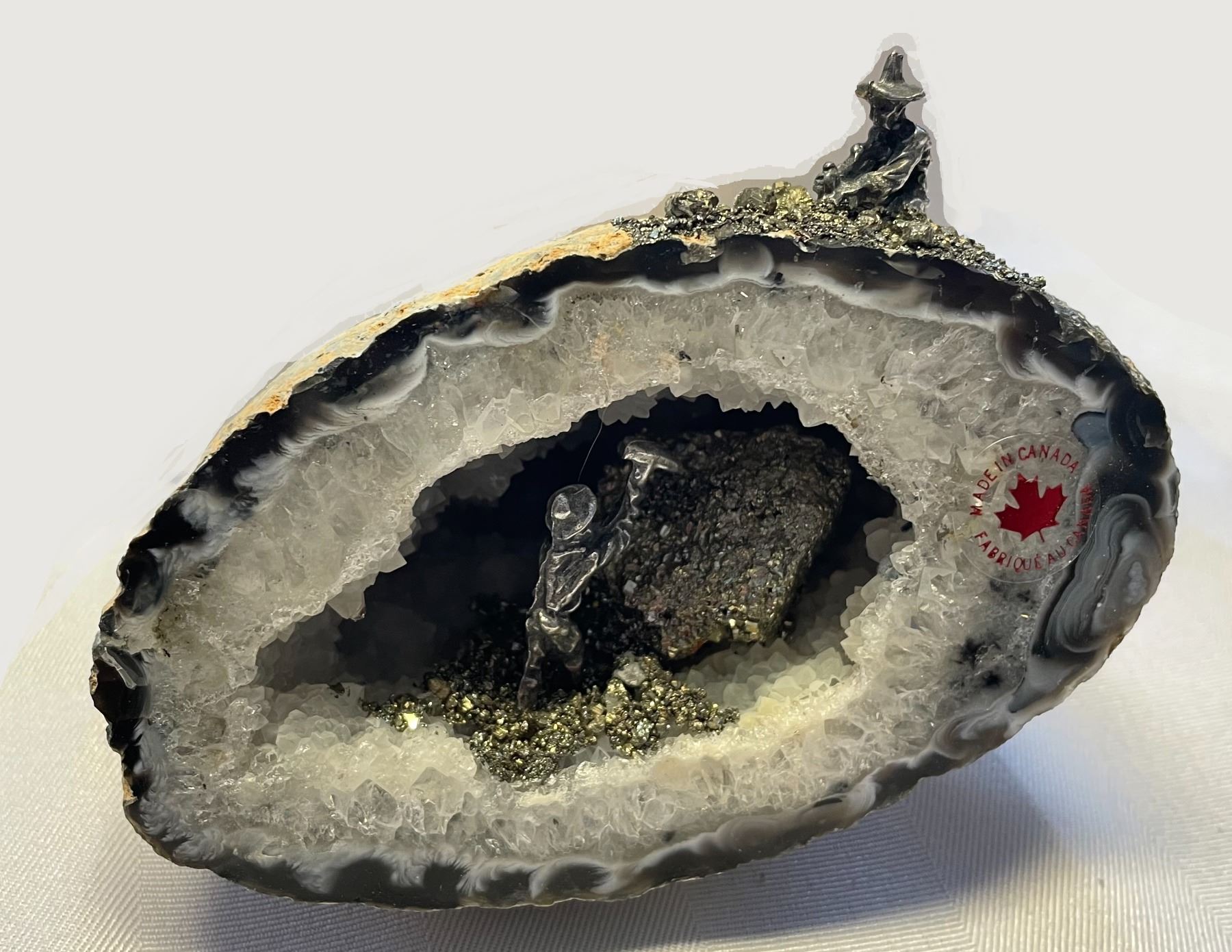 Miners in Geode, TWO Miners , Mineral Scene