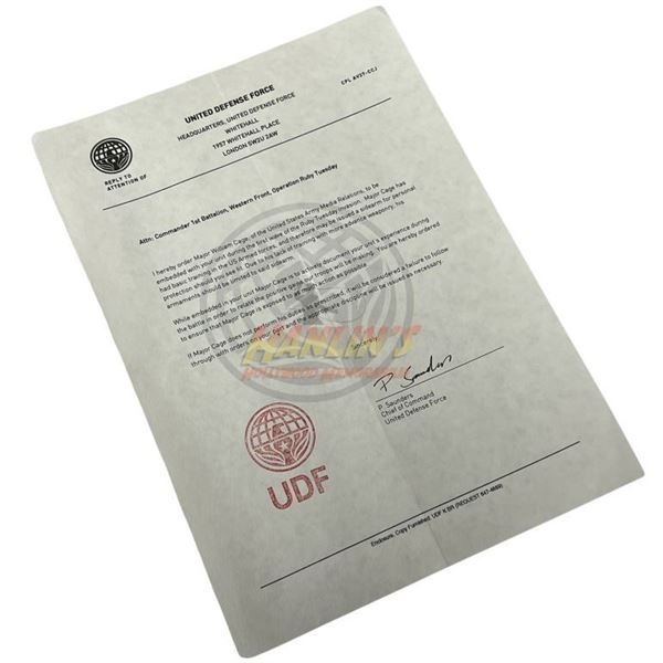 Edge of Tomorrow (2014) - Memo Order for Major Cage (Tom Cruise) Being ...