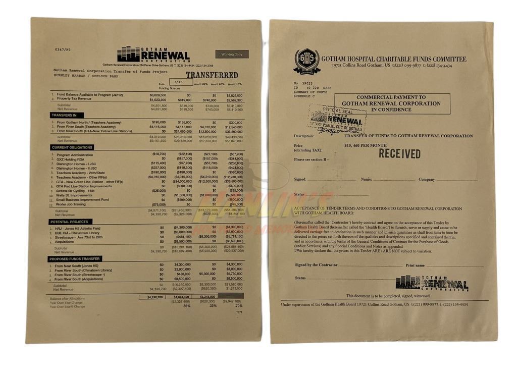 The Batman (2022) - 2 Pages of Gotham Renewal Corp Paperwork from ...