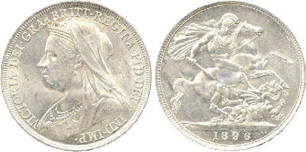 COINS. BRITISH COINS. Victoria, Crown, 1896, old veiled bust left, rev ...