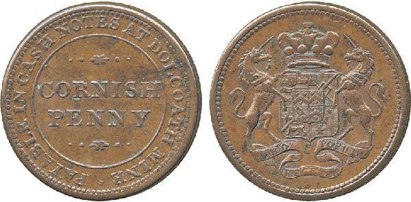 TOKENS. BRITISH 19TH CENTURY TOKENS. Cornwall, Dolcoath Mine, Copper ...