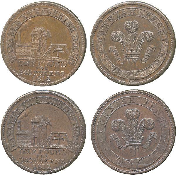 TOKENS. BRITISH 19TH CENTURY TOKENS. Cornwall, Scorrier House, Copper ...
