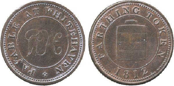 TOKENS. BRITISH 19TH CENTURY TOKENS. Cumberland. Whitehaven, WK, Copper ...