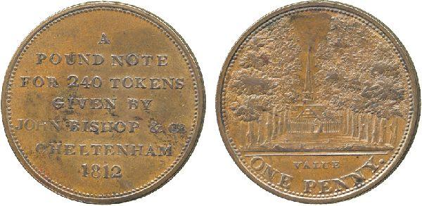TOKENS. BRITISH 19TH CENTURY TOKENS. Gloucestershire. Cheltenham, J ...