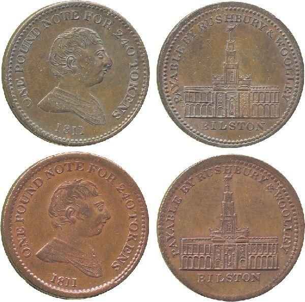 TOKENS. BRITISH 19TH CENTURY TOKENS. Staffordshire. Bilston, Rushbury ...