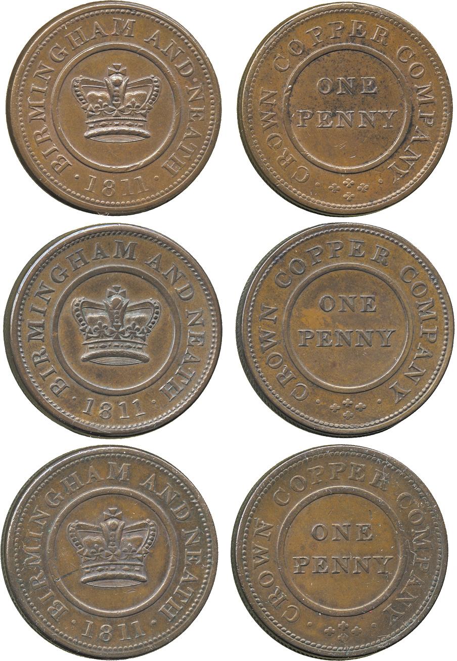 TOKENS. BRITISH 19TH CENTURY TOKENS. Warwickshire. Birmingham, Crown ...