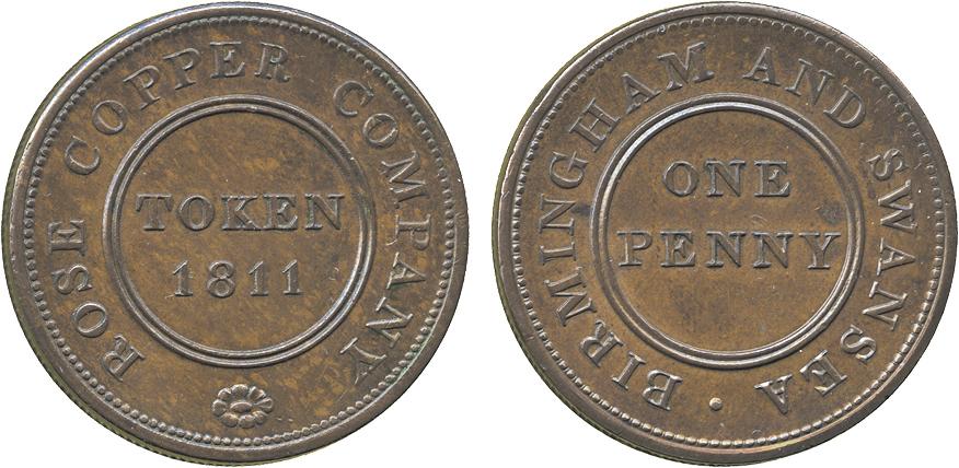 TOKENS. BRITISH 19TH CENTURY TOKENS. Warwickshire. Birmingham, Rose ...