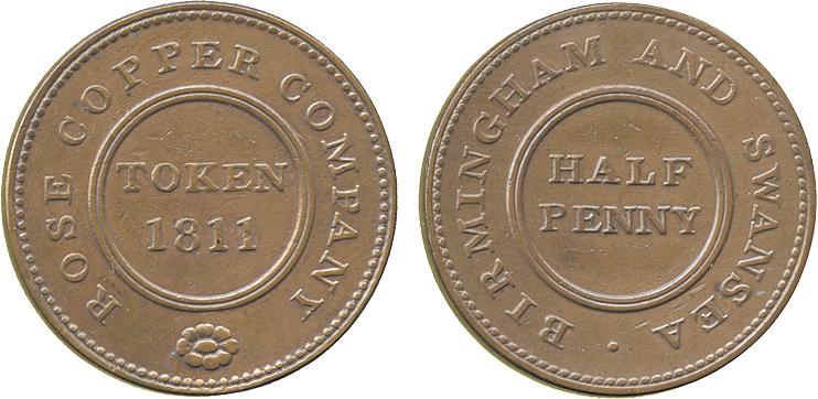 TOKENS. BRITISH 19TH CENTURY TOKENS. Warwickshire. Birmingham, Rose ...