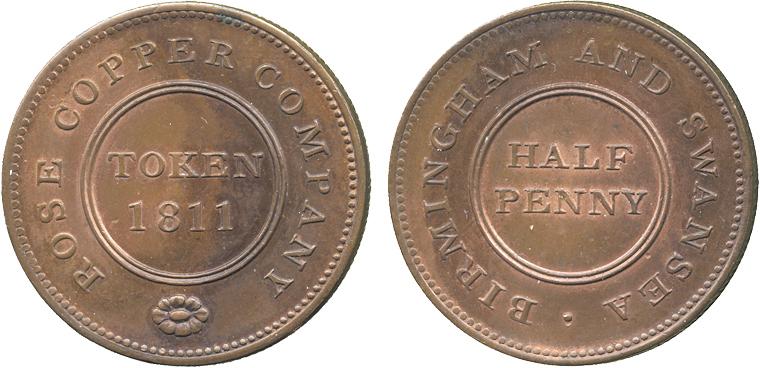 TOKENS. BRITISH 19TH CENTURY TOKENS. Warwickshire. Birmingham, Rose ...