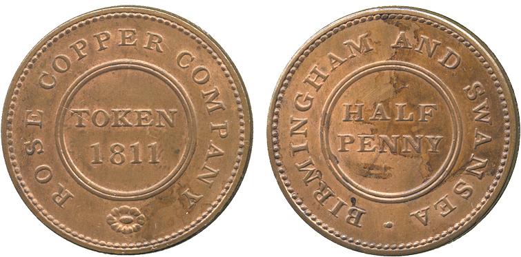 TOKENS. BRITISH 19TH CENTURY TOKENS. Warwickshire. Birmingham, Rose ...