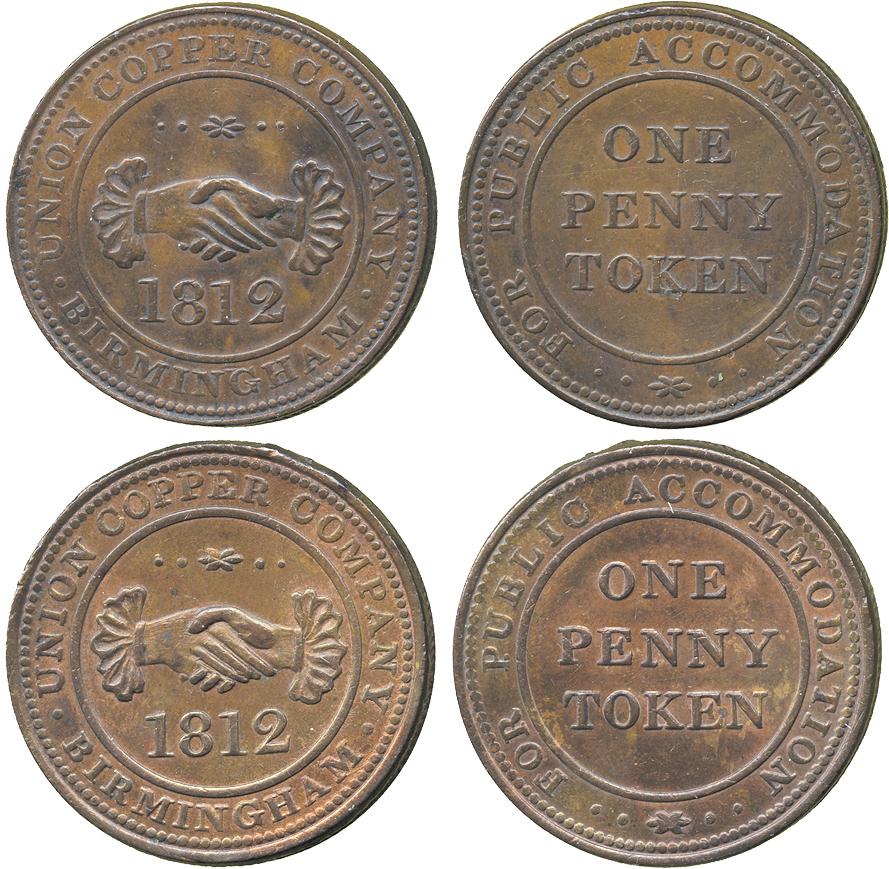 TOKENS. BRITISH 19TH CENTURY TOKENS. Warwickshire. Birmingham, Union ...