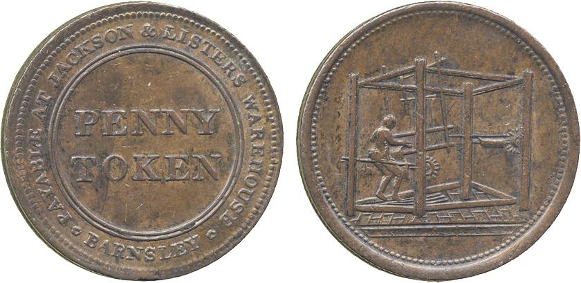TOKENS. BRITISH 19TH CENTURY TOKENS. Yorkshire. Barnsley, Jackson ...