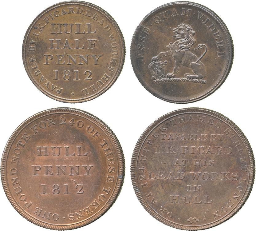 TOKENS. BRITISH 19TH CENTURY TOKENS. Yorkshire. Hull, I K Picard ...