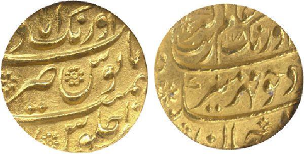 INDIAN COINS. MUGHAL. Aurangzeb (AH 1068-1118; AD 1658-1707), Gold ...