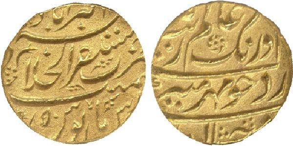 INDIAN COINS. MUGHAL. Aurangzeb, Gold Mohur, AH 1117-1118, year 50 ...