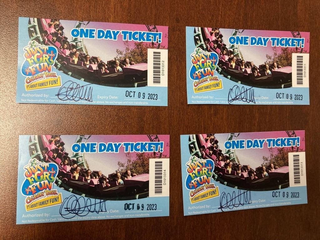 4 - ONE DAY TICKETS TO CALAWAY PARK