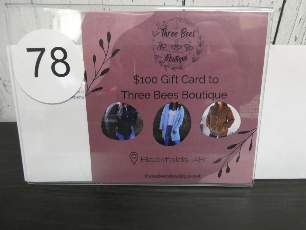 $100 THREE BEES FASHION BOUTIQUE GIFT CARD
