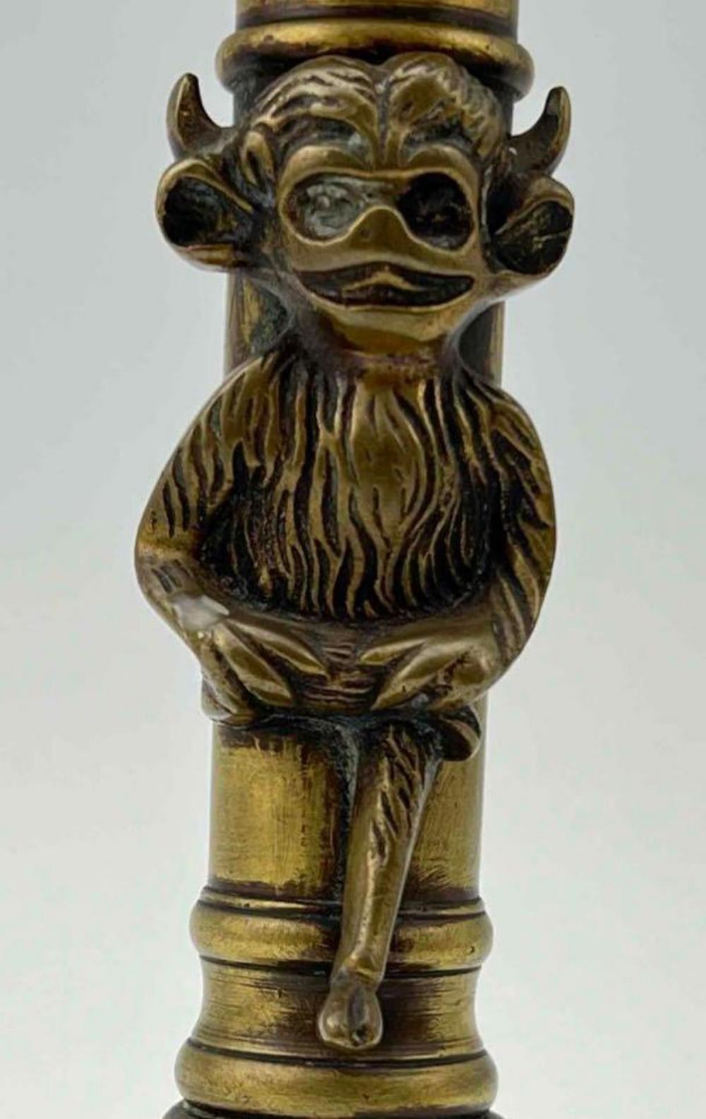 Antique Brass Lincoln Imp Candlestick
