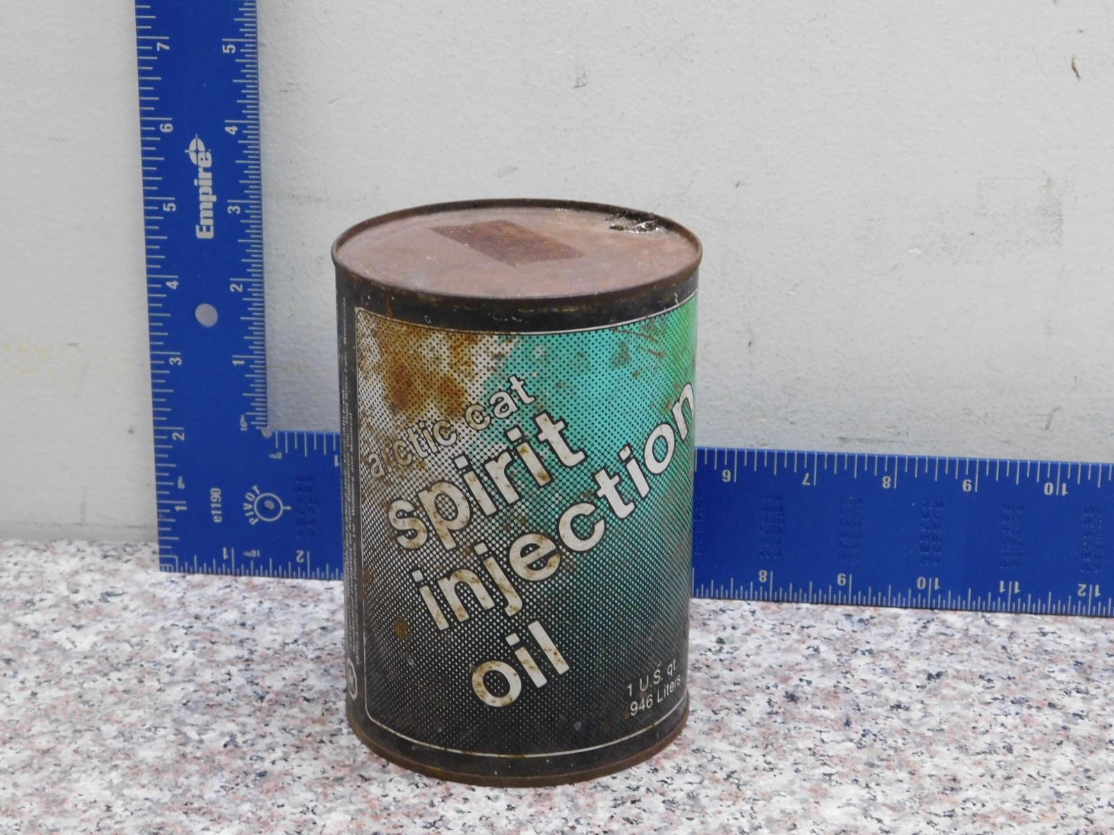 Vintage Tin Can Arctic Cat Snowmobile Spirit Injection Oil Empty